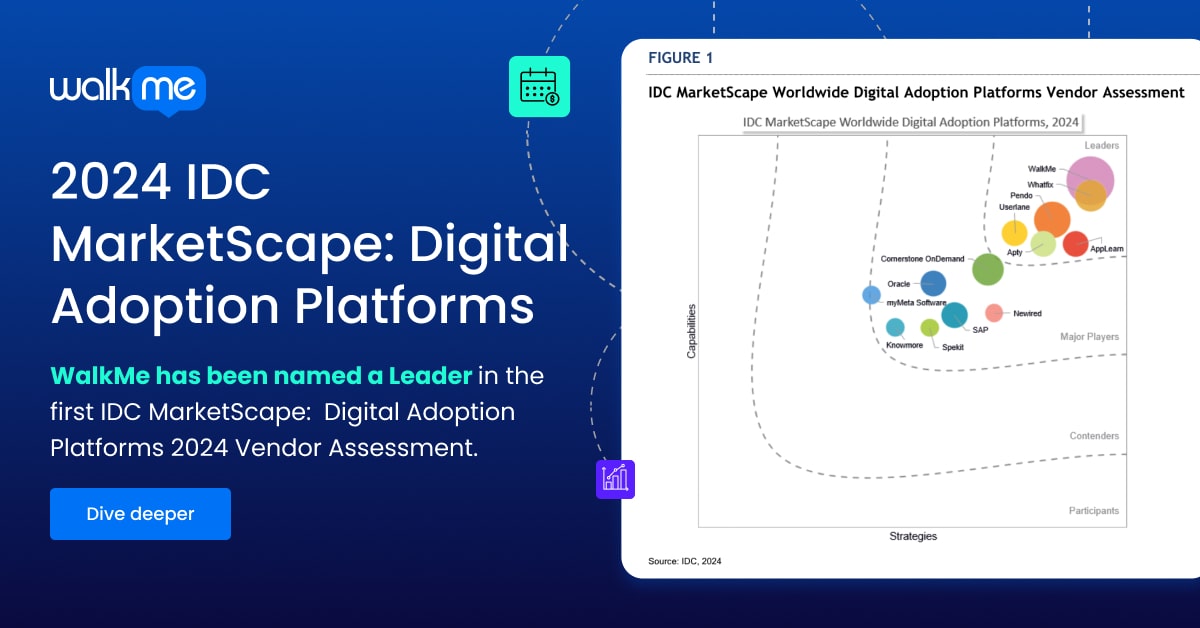 WalkMe named a Leader in the IDC MarketScape: Worldwide Digital Adoption Platforms 2024 Vendor ...
