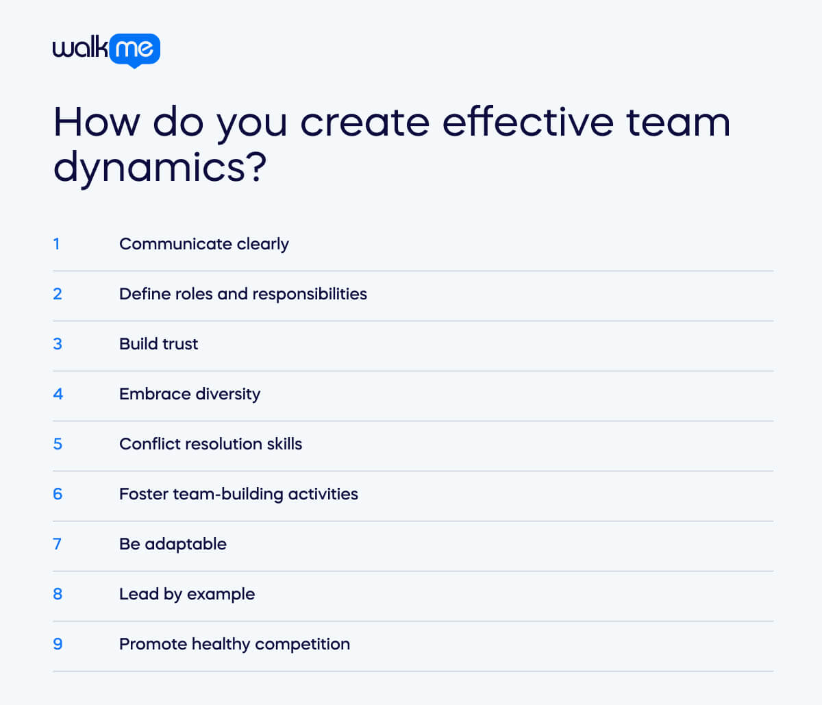 What are examples of effective team dynamics?
