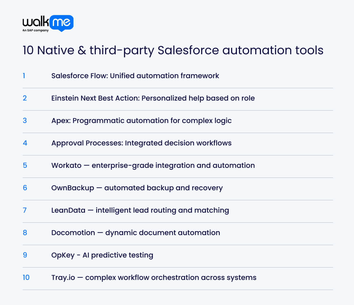 10 Native & third-party Salesforce automation tools - WalkMe Blog